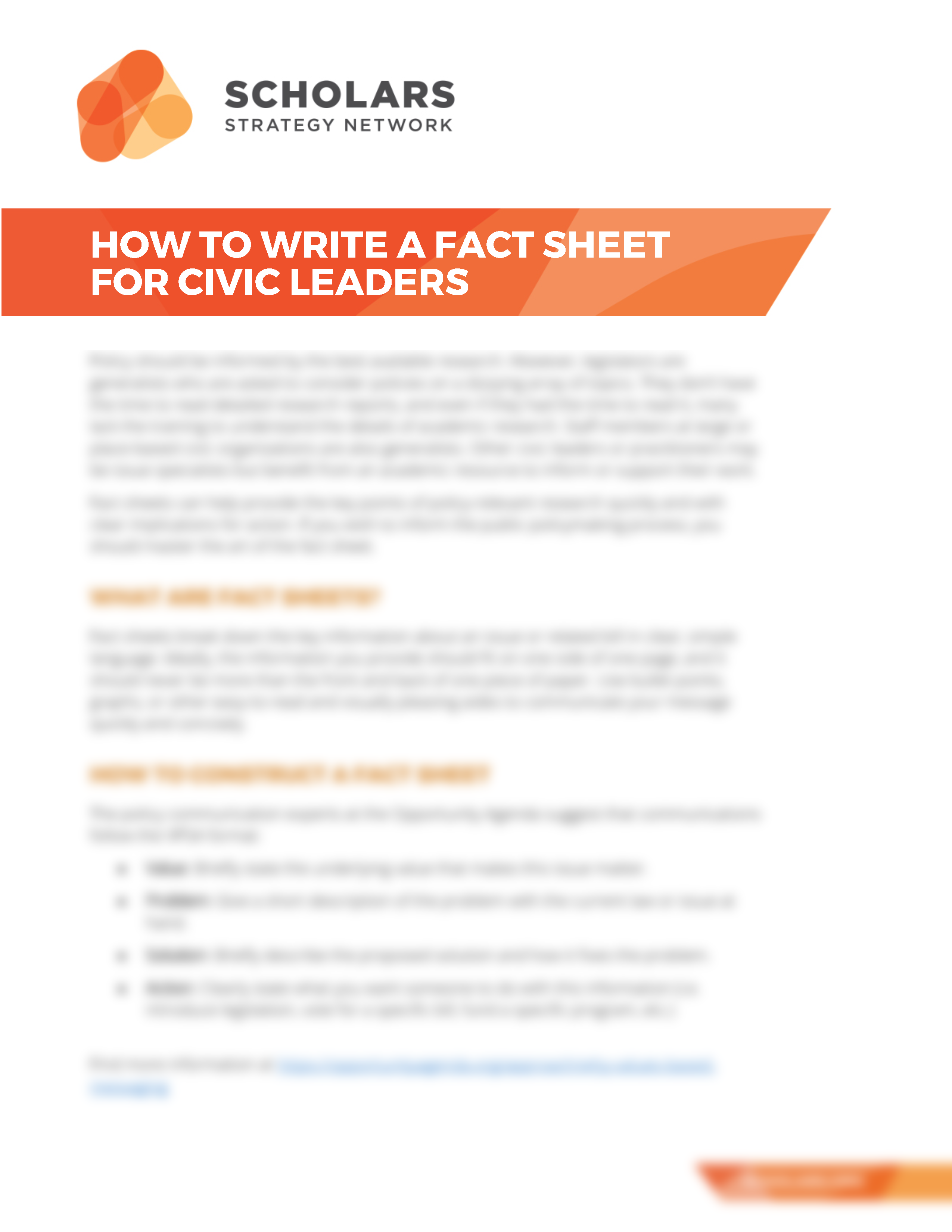 How To Write A Fact Sheet For Civic Leaders Scholars Strategy Network